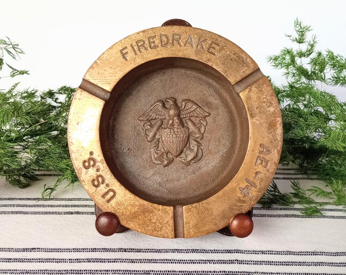 Navy War Ship Ashtray, Military WWII Collectible USS Firedrake AE-14 - Etsy