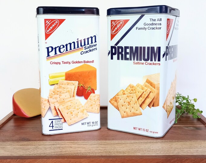 Premium Saltine Cracker Tin Container Vintage Packaging Metal Storage ...