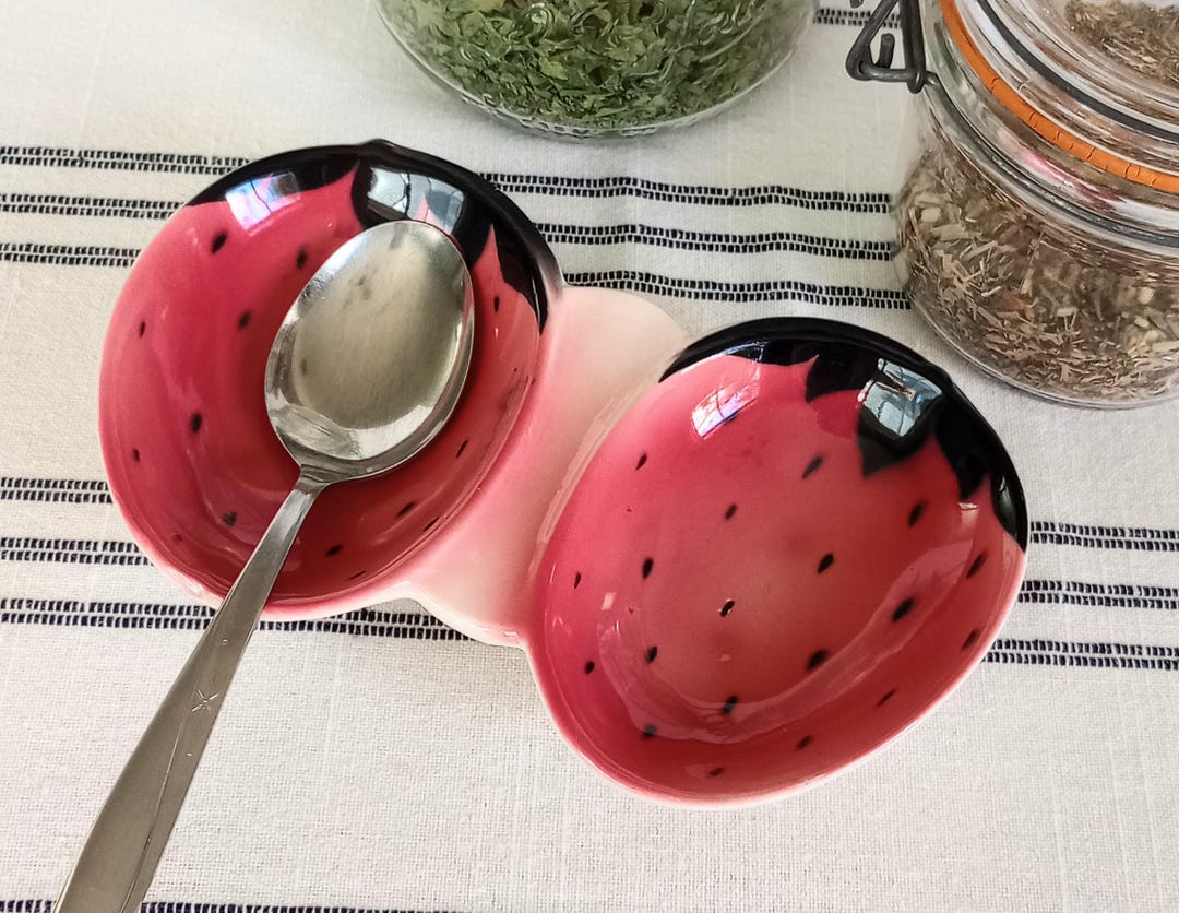 Strawberry Shape Spoon Rest: 1950s Ceramic Teabag Holder - Etsy