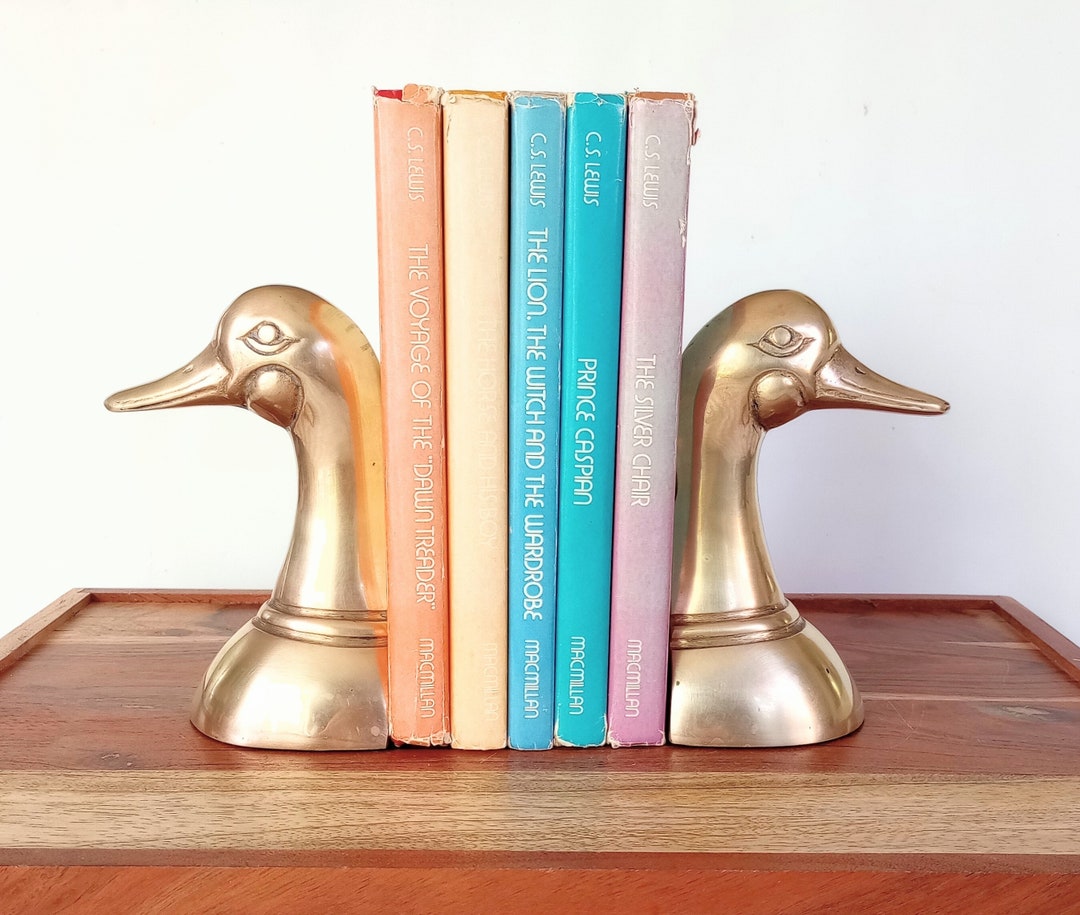 Duck Bookends, Brass Mallard Goose Book Ends Farmhouse Decor Bird Lover ...