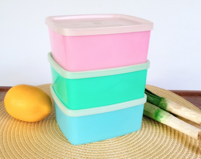 Tupperware Square Round Freezer Boxes Storage Containers, Pastel ...