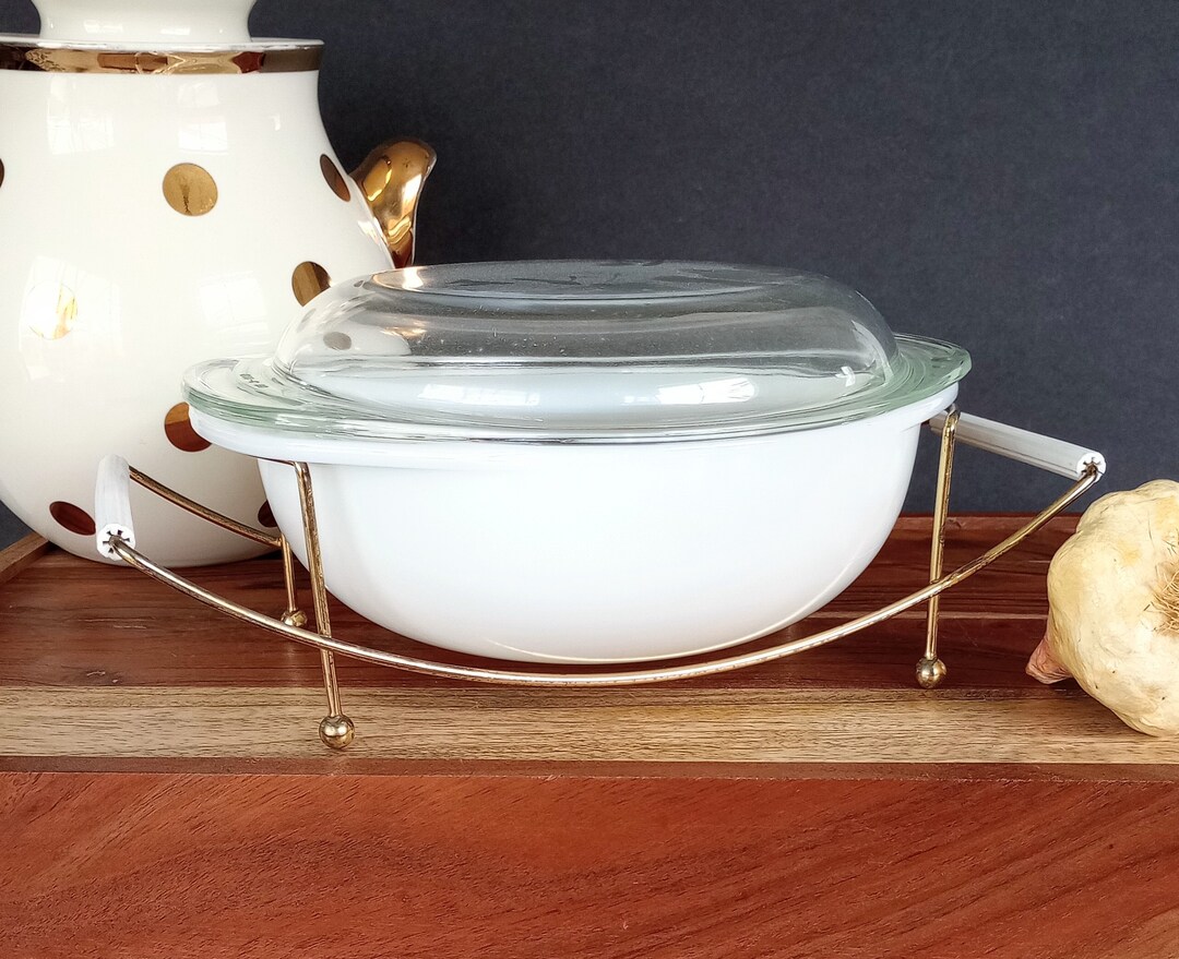 Opal Pyrex Bowl Serving Dish Casserole With Cradle and Lid 023, 1 1/2 ...