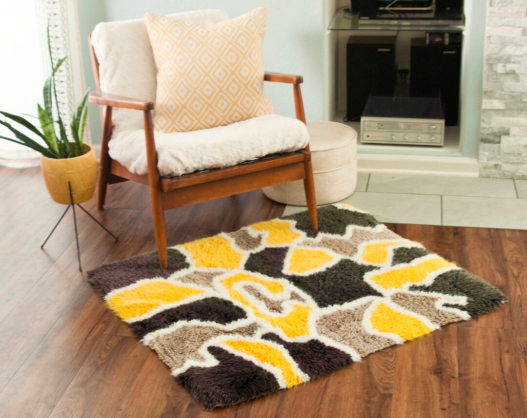 Vintage Shag Rug, Geometric Cubist 1960s Mid Century Decor, 3 1/2 Ft - Etsy