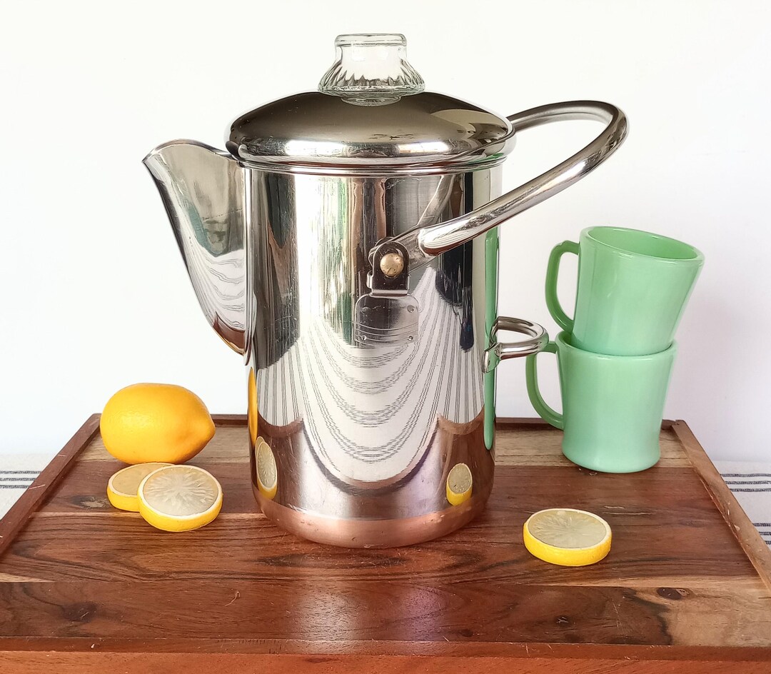 Revere Ware Percolator Coffee Pot, 14 Cup Copper Bottom Stovetop Teapot ...