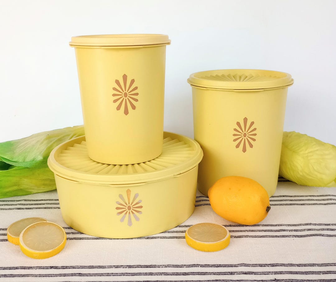 Tupperware Canister Set, Daisy Yellow Servalier Kitchen Storage ...