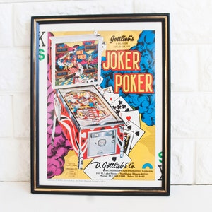 Pinball Machine Arcade Flyer, Man Cave Ad Vintage Advertisement, Joker ...