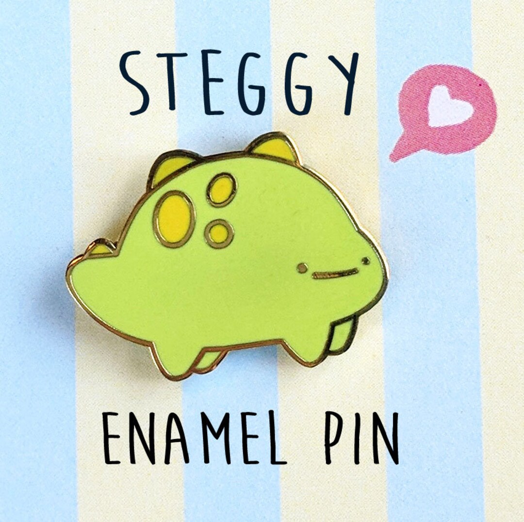 Cute Baby Kawaii Dinosaur Enamel Pin, Steggy the Dino Stegosaurus ...