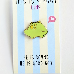 Cute Baby Kawaii Dinosaur Enamel Pin, Steggy the Dino Stegosaurus ...