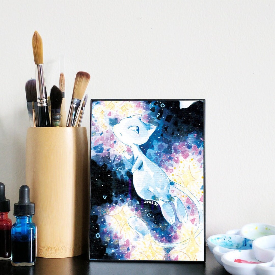 Legendary Shiny Mew | Pokemon Inspired Illustration | Watercolor Art ...
