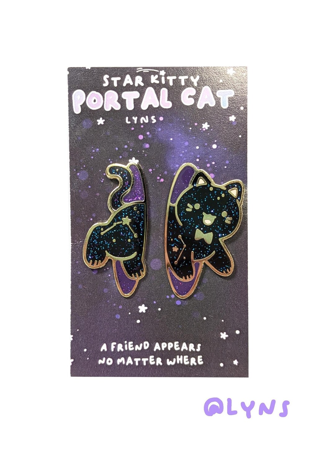Black Cat Enamel Pin Set: Galaxy Portal Worm Hole - Etsy