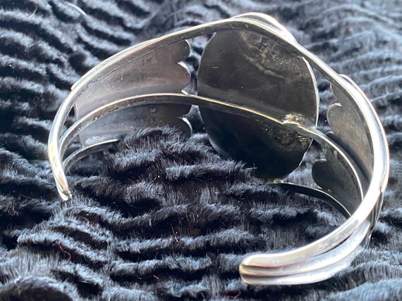 Vintage SW sterling silver turquoise shadow box cuf… - Gem