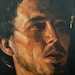 Man in Shadow, Original Male Portrait Oil Painting, Large Impressionist ...