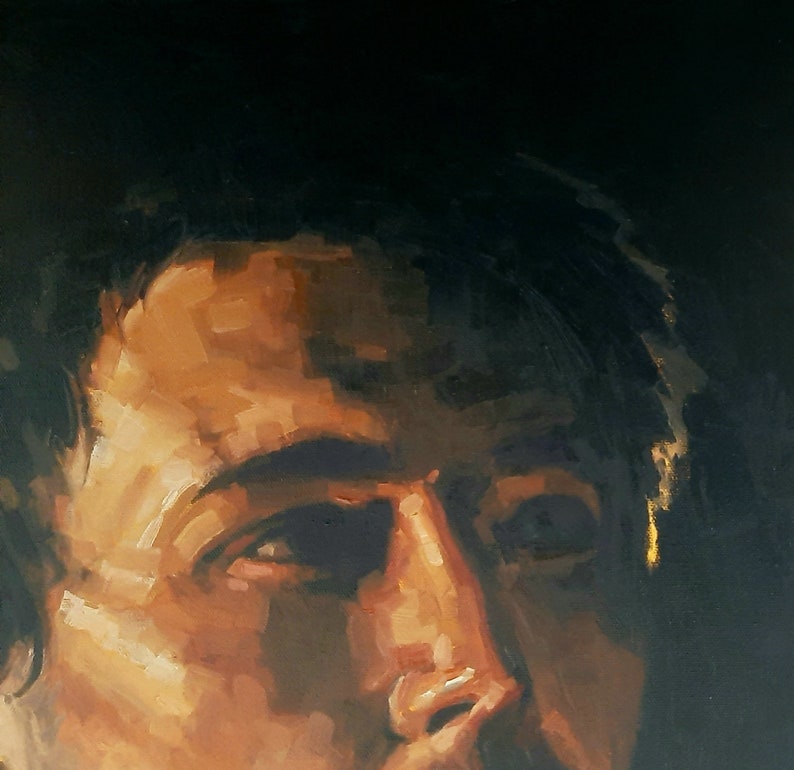 Man in Shadow Original Male Portrait Oil Painting Large - Etsy