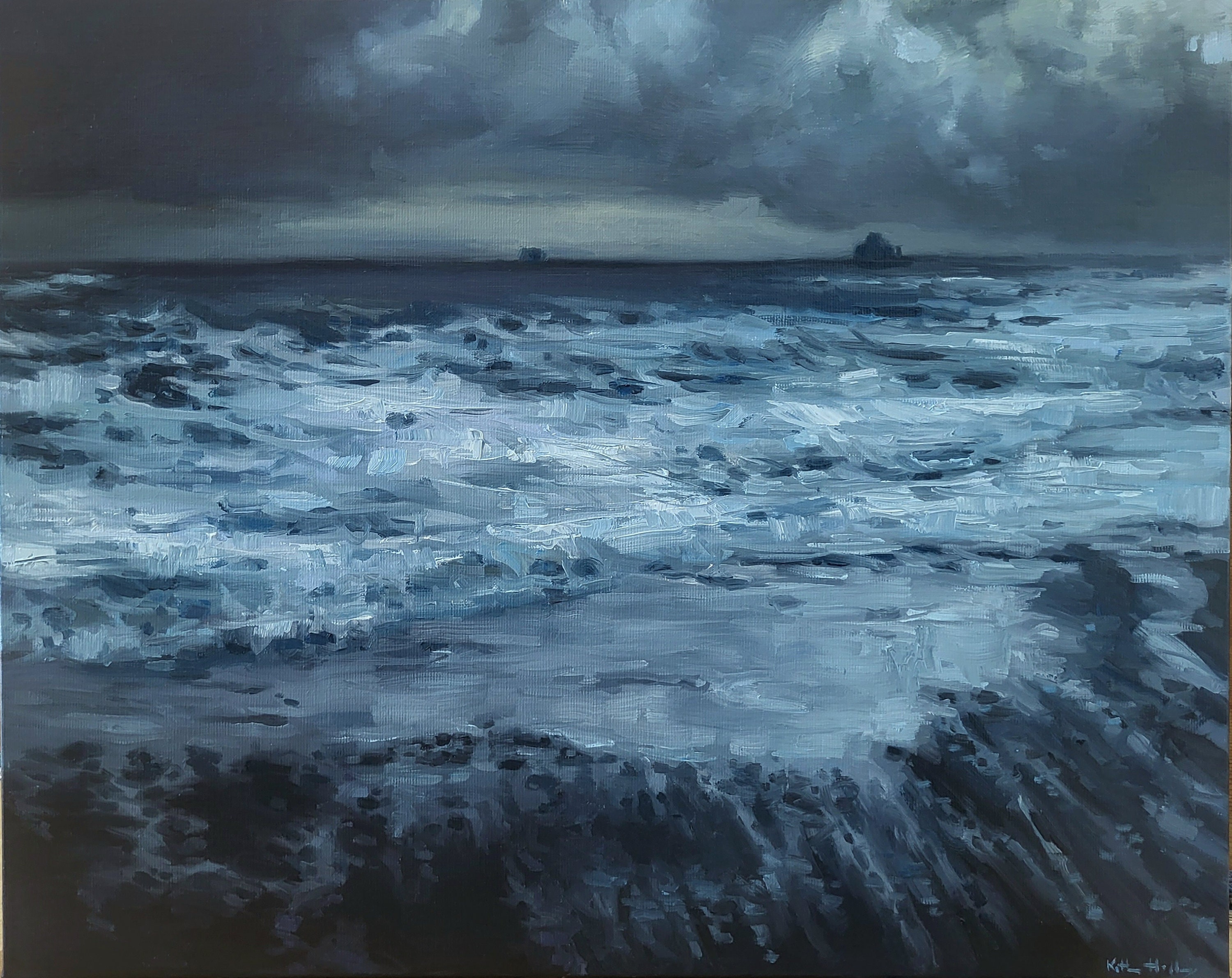 Dark Ocean Storm Painting