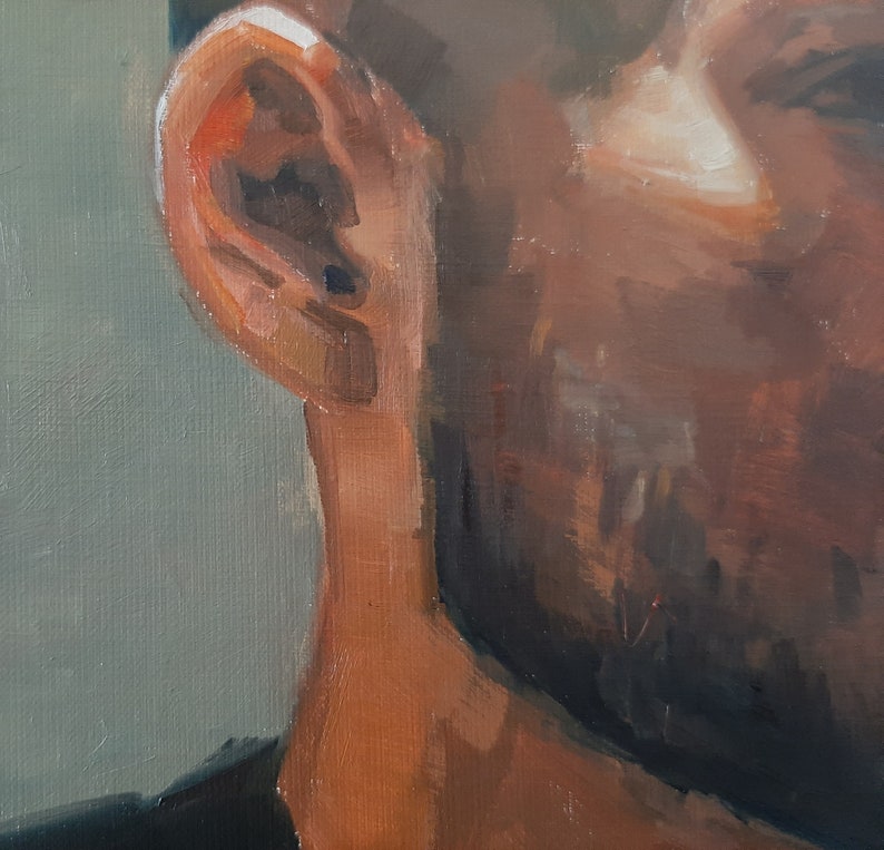 Male Portrait Oil Painting, Original Impressionist Man Bust Figure ...