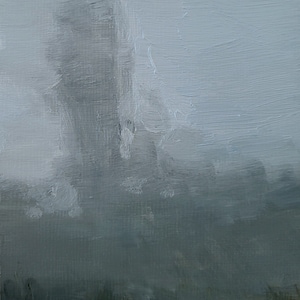 Gray Morning Mist, Original Landscape Oil Painting Small Impressionist ...