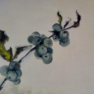 Snowberry in Fog, Original Wild Plant Landscape Oil Painting, Small ...