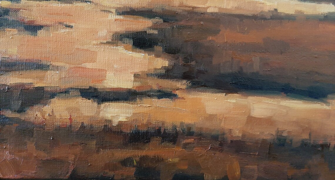 Orange August Clouds Original Landscape Oil Painting - Etsy