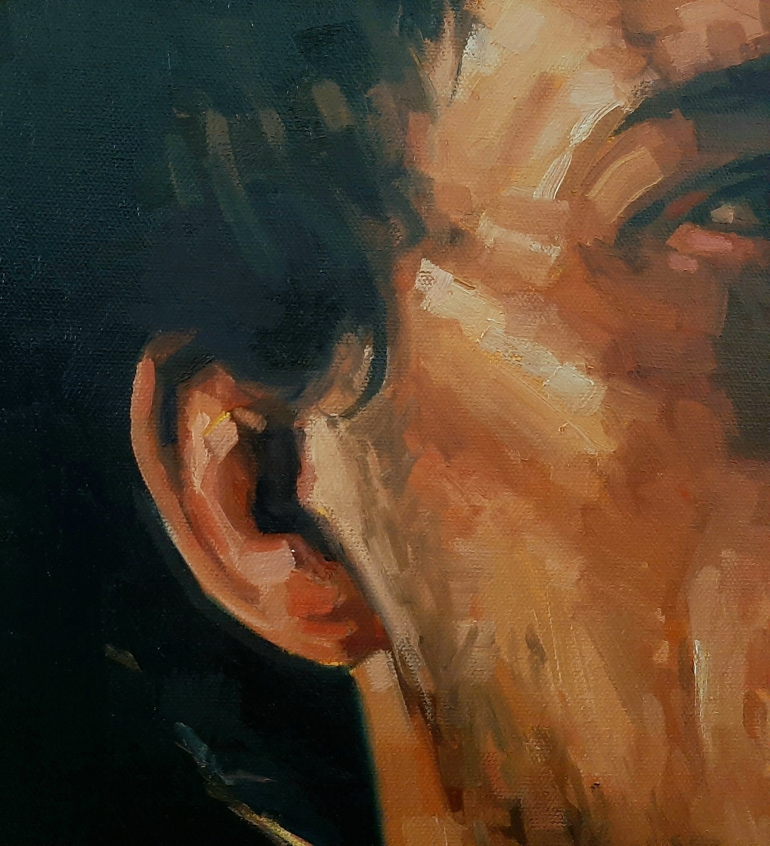 Man in Shadow Original Male Portrait Oil Painting Large - Etsy