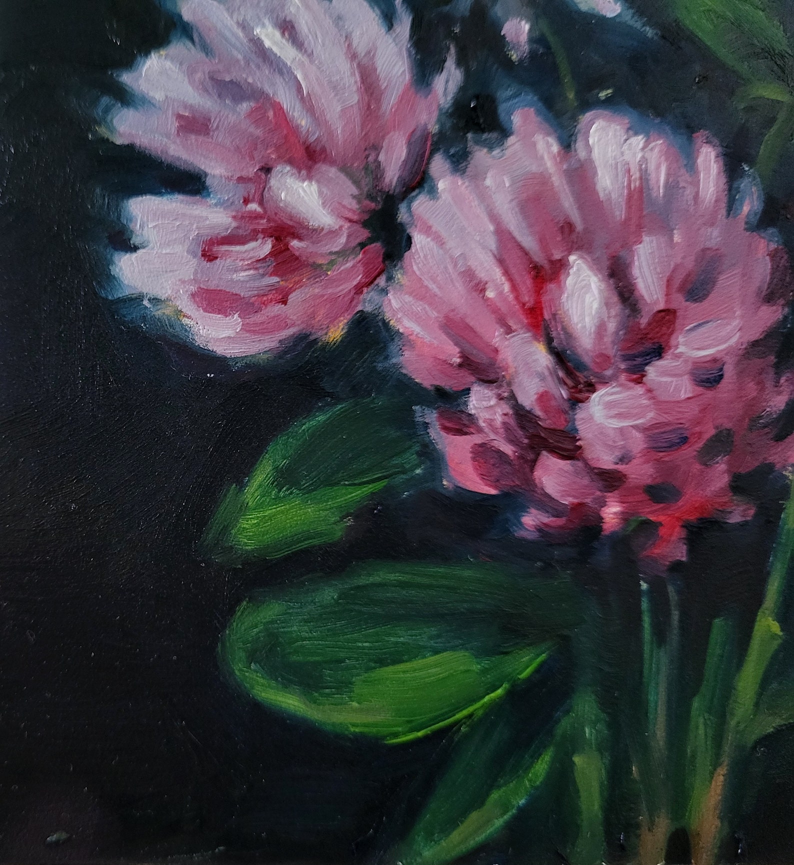 Purple and White Clover, Original Flower Still Life Oil Painting, Mini ...