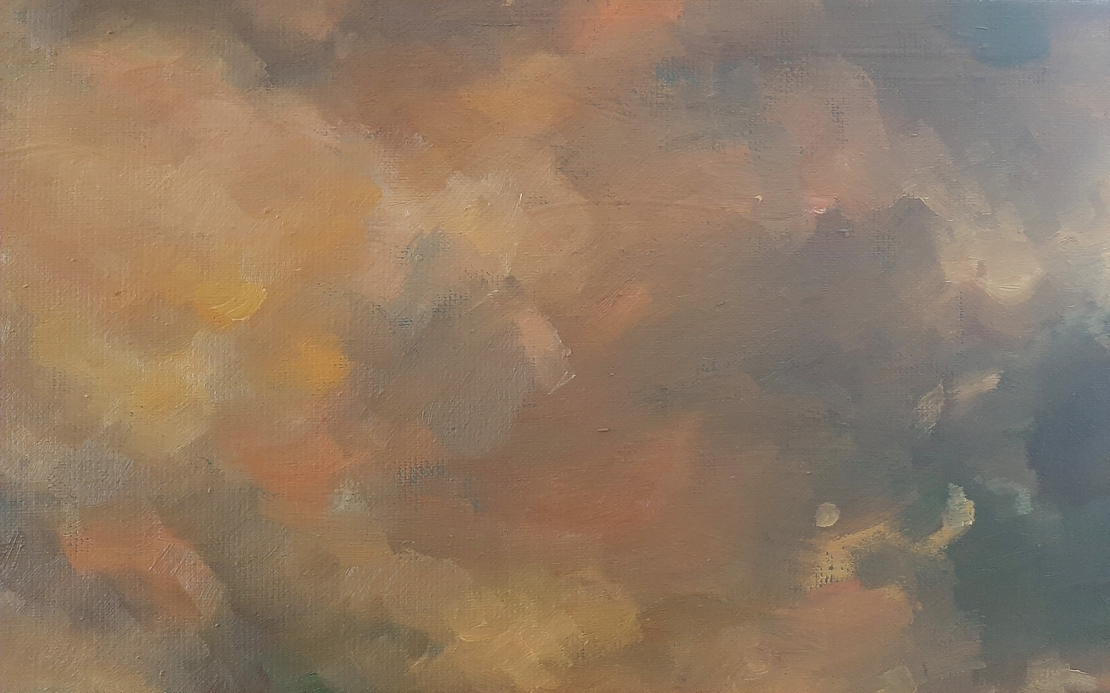 Orange August Clouds Original Landscape Oil Painting - Etsy
