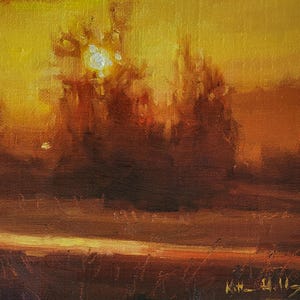 Late Summer Sun, Original Evening Landscape Oil Painting, Impressionist ...