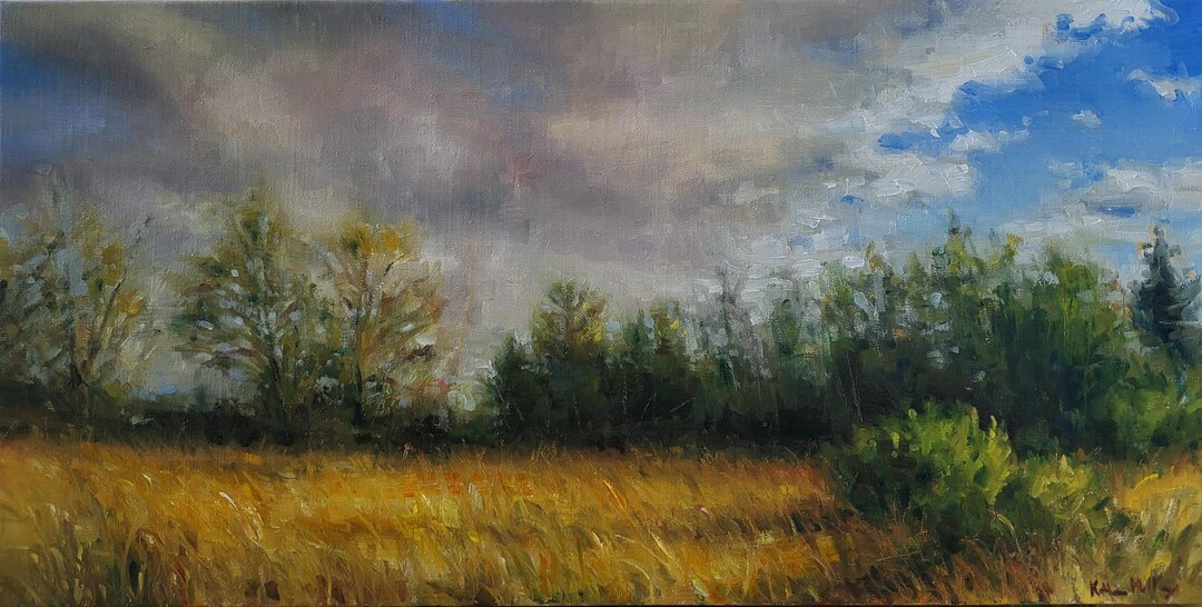 Summer Afternoon Field, Original Landscape Oil Painting, Impressionist ...