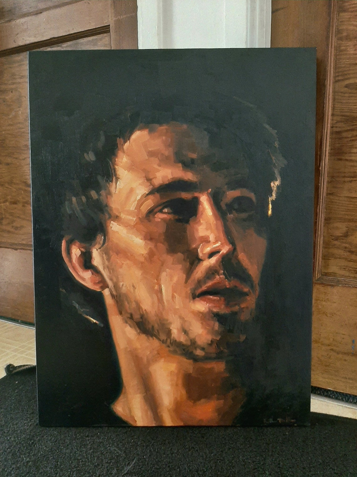 Man in Shadow Original Male Portrait Oil Painting Large - Etsy