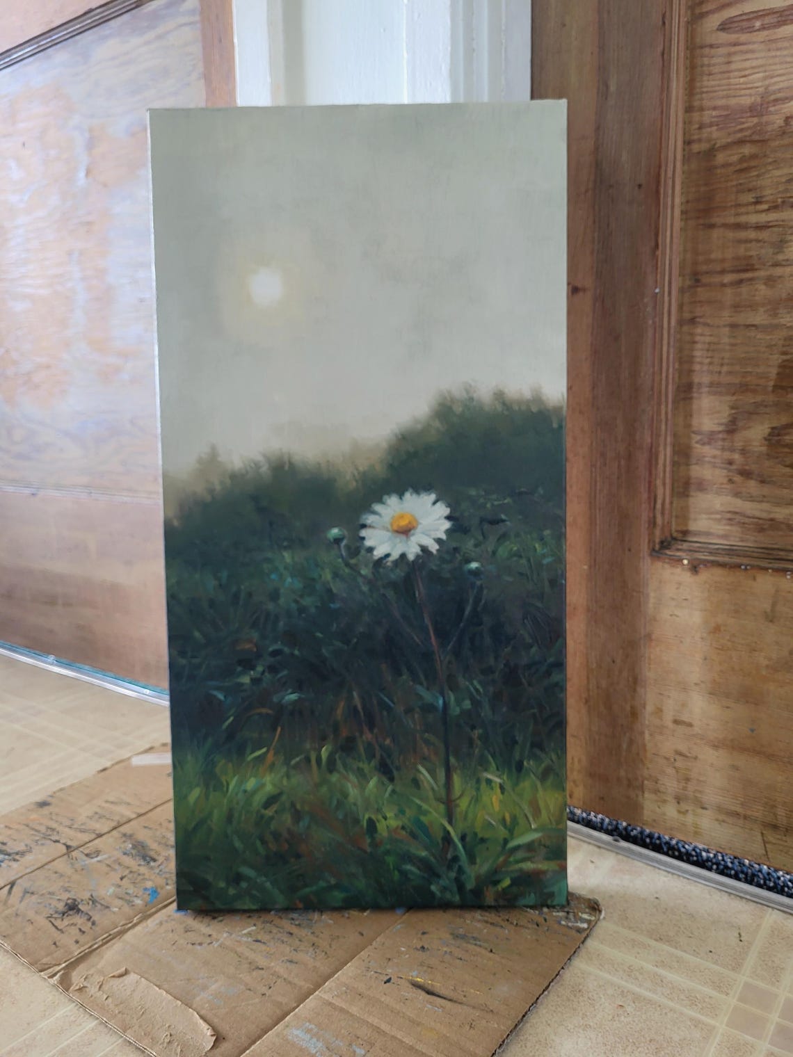 First Daisy, Original Landscape With Flower Oil Painting, Impressionist ...