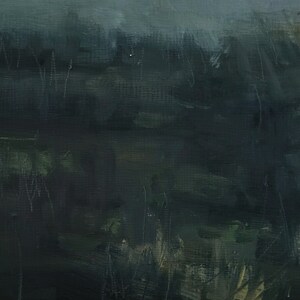 Gray Morning Mist, Original Landscape Oil Painting Small Impressionist ...