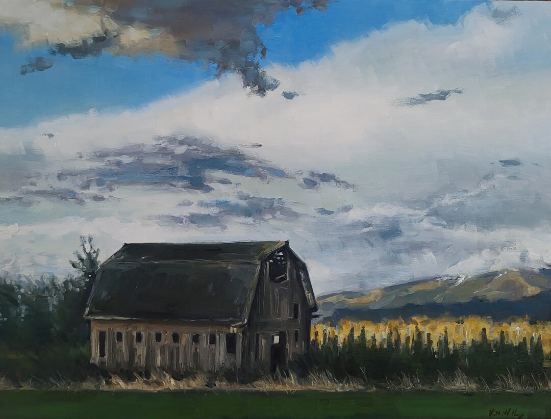 The Old Barn, Original Landscape Oil Painting Impressionist Pacific ...