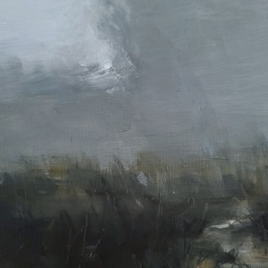 Gray Morning Mist, Original Landscape Oil Painting Small Impressionist ...