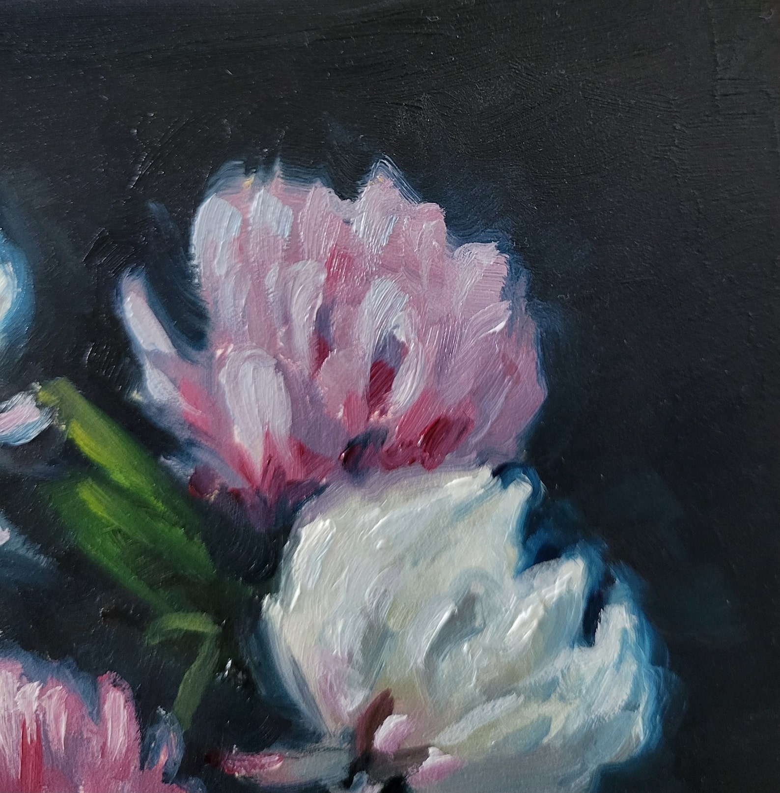 Purple and White Clover, Original Flower Still Life Oil Painting, Mini ...