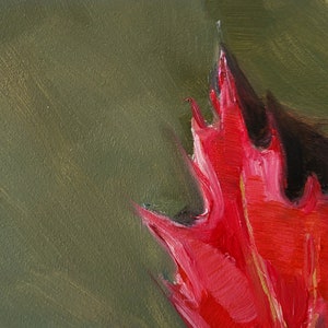 Little Red Maple Leaf, Original Autumn Still Life Oil Painting, Small ...