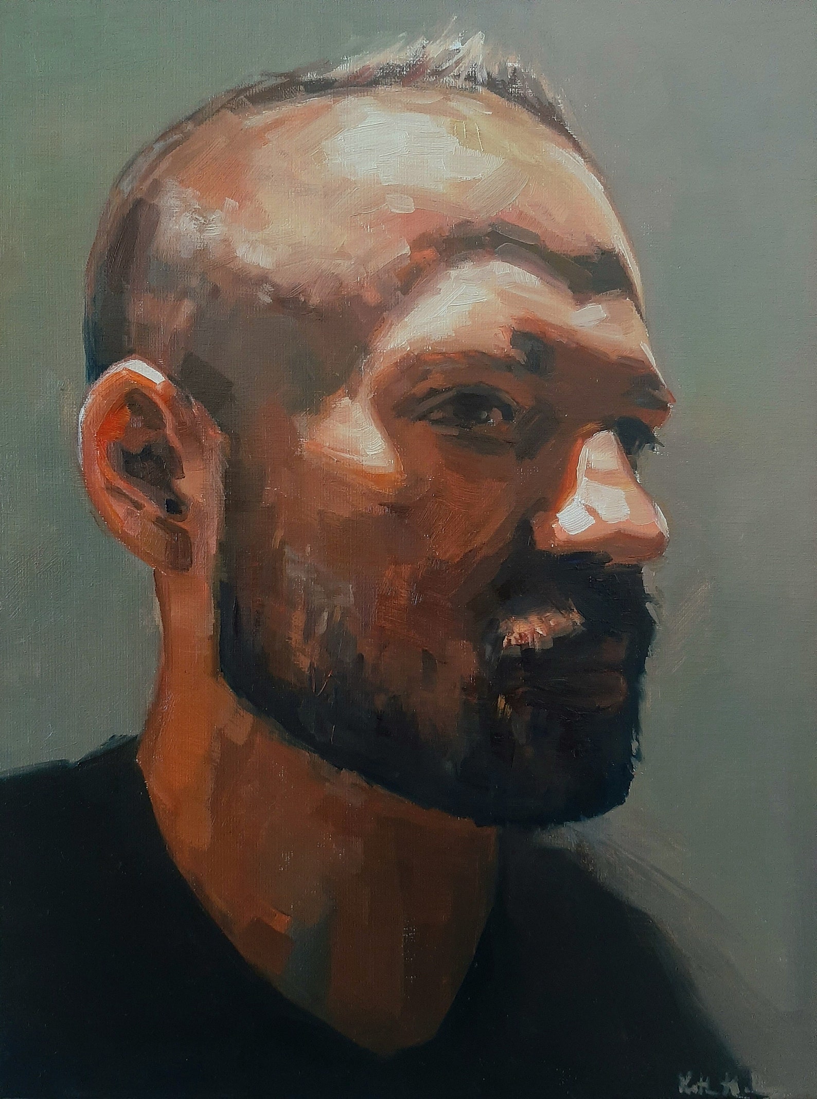 Male Portrait Oil Painting, Original Impressionist Man Bust Figure ...