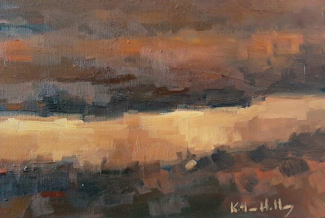 Orange August Clouds Original Landscape Oil Painting - Etsy