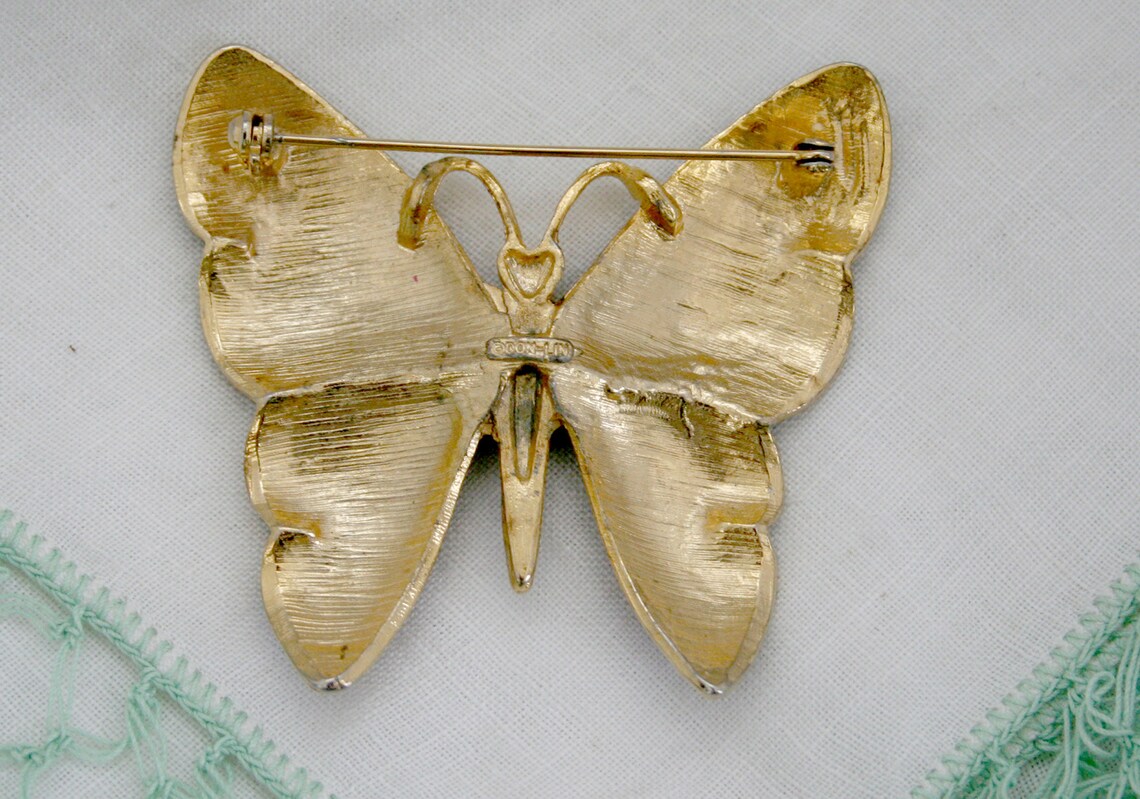Don Lin Monarch Butterfly Brooch Darker Color Palette Enamel Outlined ...