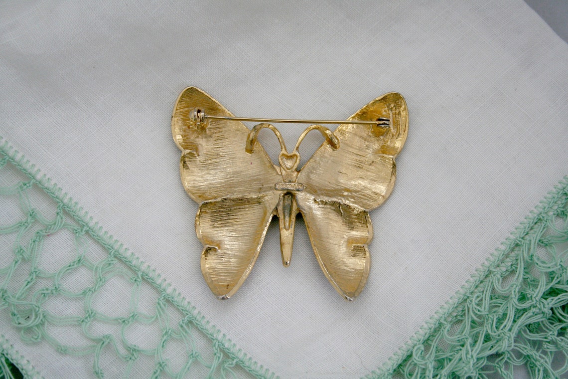 Don Lin Monarch Butterfly Brooch Darker Color Palette Enamel Outlined ...