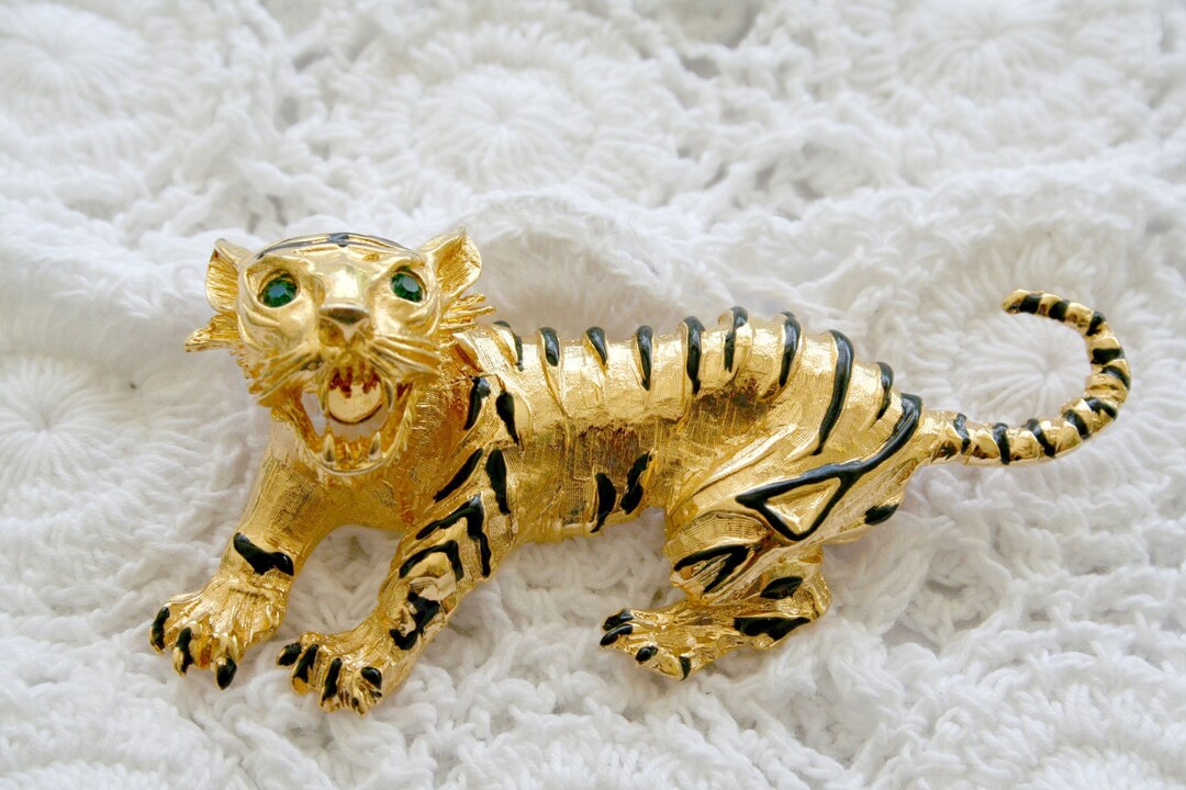 Alexis Kirk Large Tiger Pin Brooch Designer Pin Gorgeous Statement ...