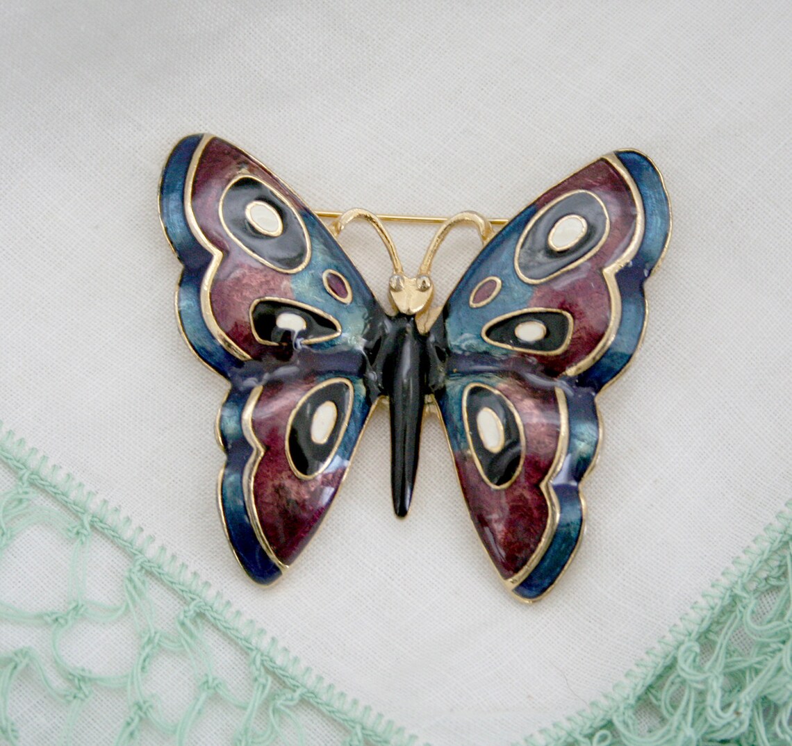 Don Lin Monarch Butterfly Brooch Darker Color Palette Enamel Outlined ...