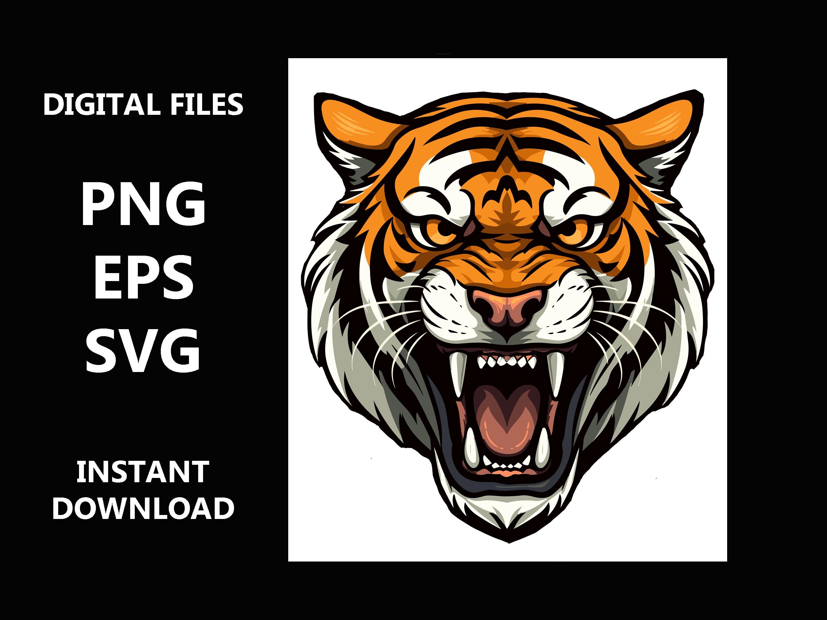 Tiger Vector - SVG - PNG - EPS - Digital File - Instant Download - Etsy