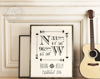 Custom coordinates Home Address Sign Longitude Latitude gps | Etsy