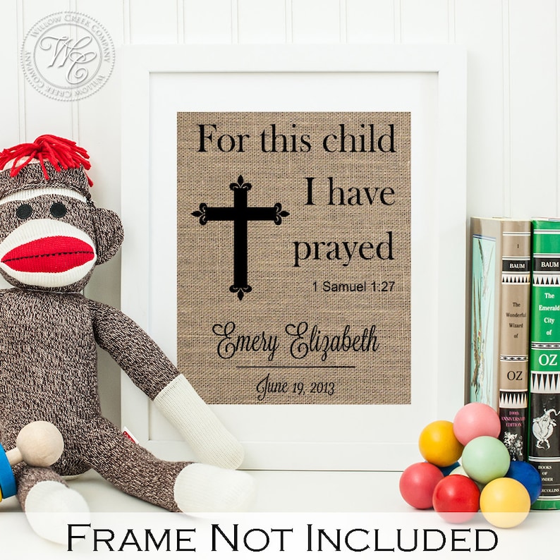 For This Child I Have Prayed BURLAP Personalized NEW Baby - Etsy