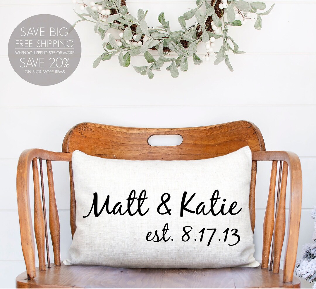 Personalized Wedding Gift Personalized Pillow Linen Pillow Engagement ...