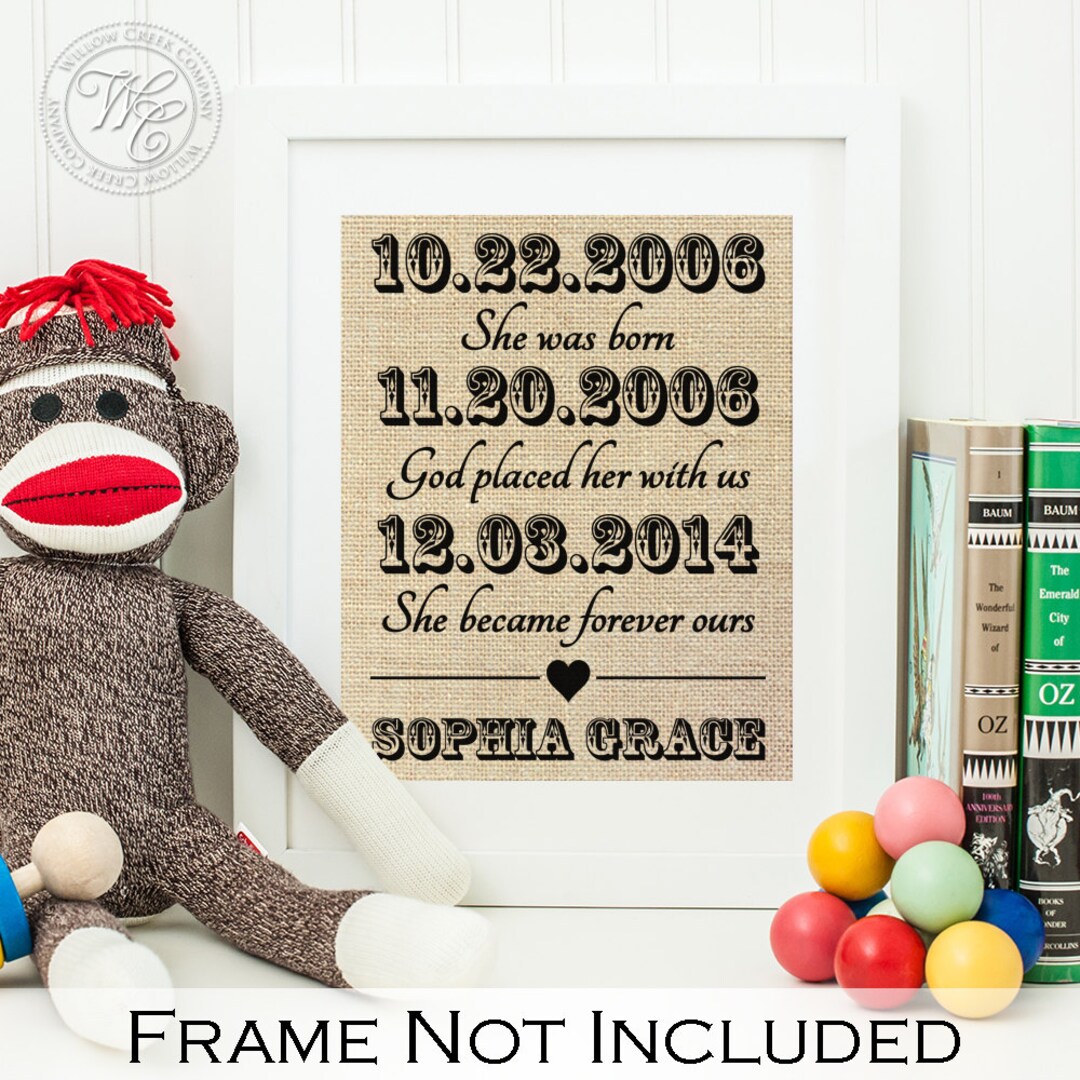 Personalized Adoption Burlap Print: Gotcha Day Wall Art - Etsy