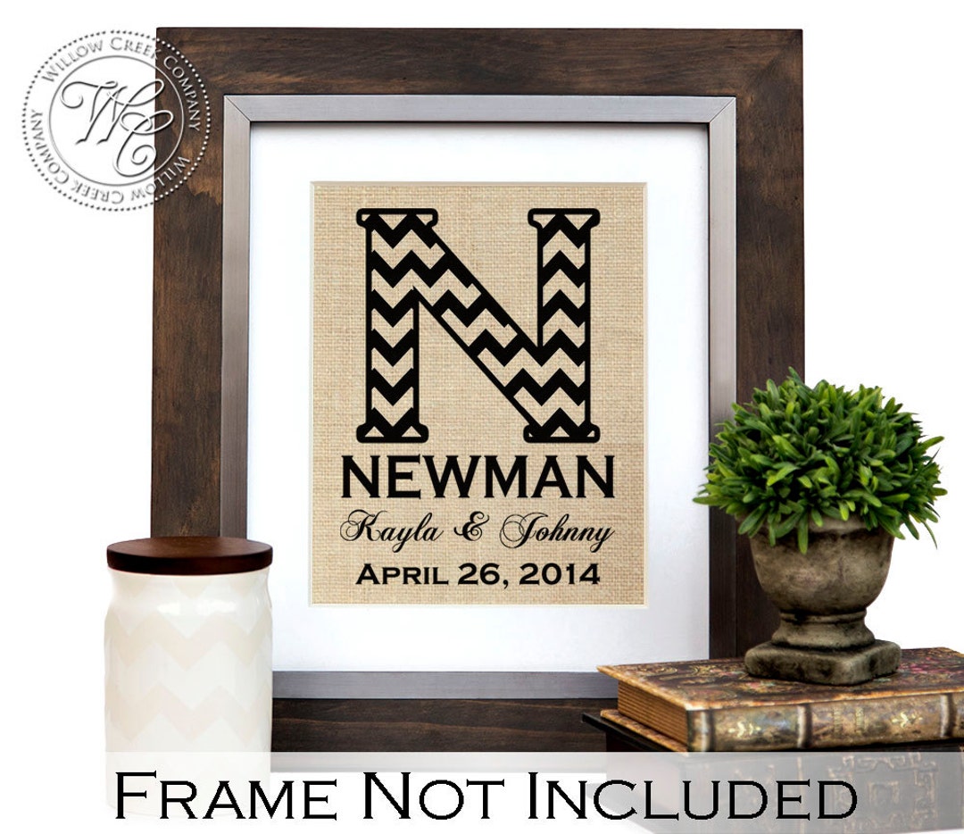 CHEVRON BURLAP PRINT, Wedding Gift, Personalized Monogrammed Burlap ...
