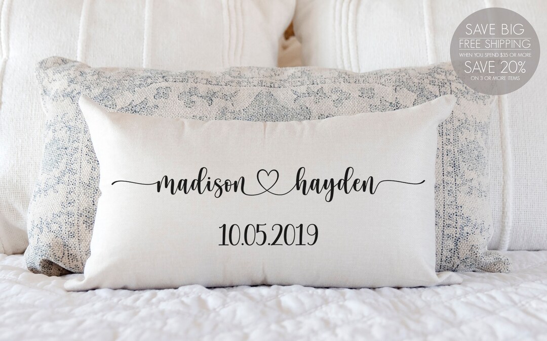 Custom Wedding Gift Pillow – Personalized Newlywed Cushion With Last ...