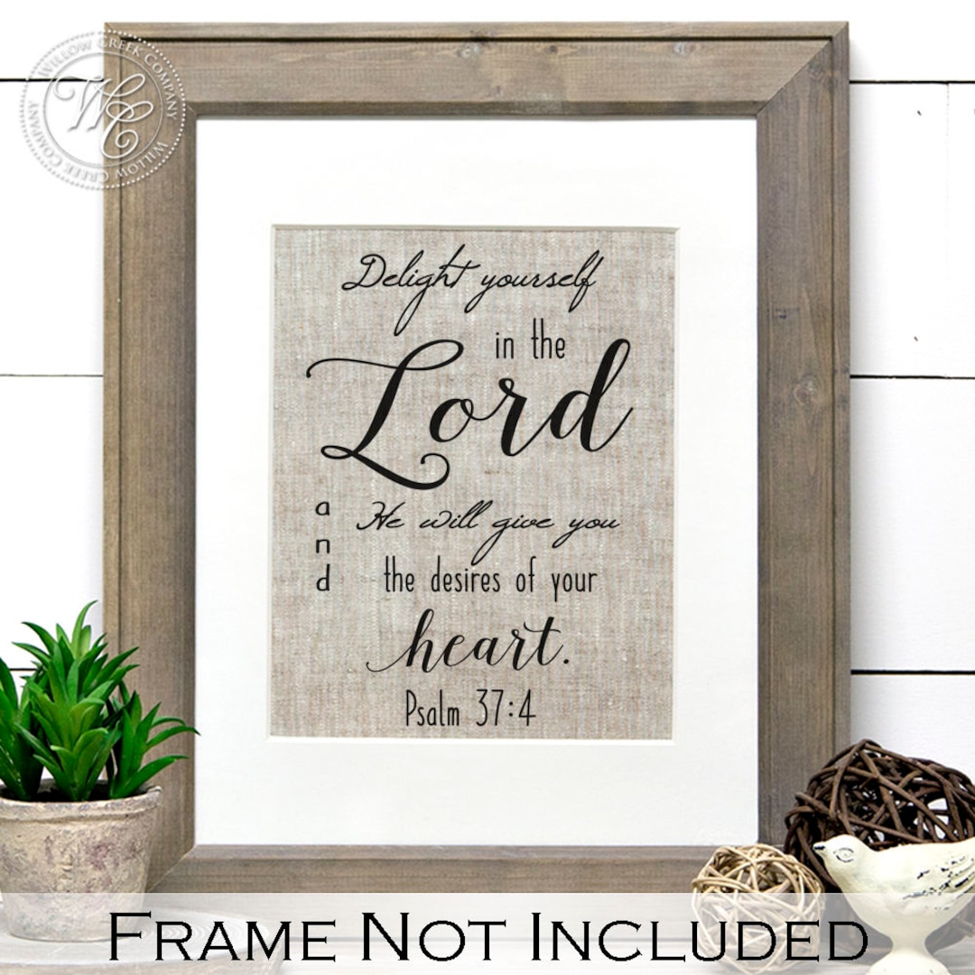 Linen Scripture Print: Delight Yourself in the Lord, Christian Bible ...