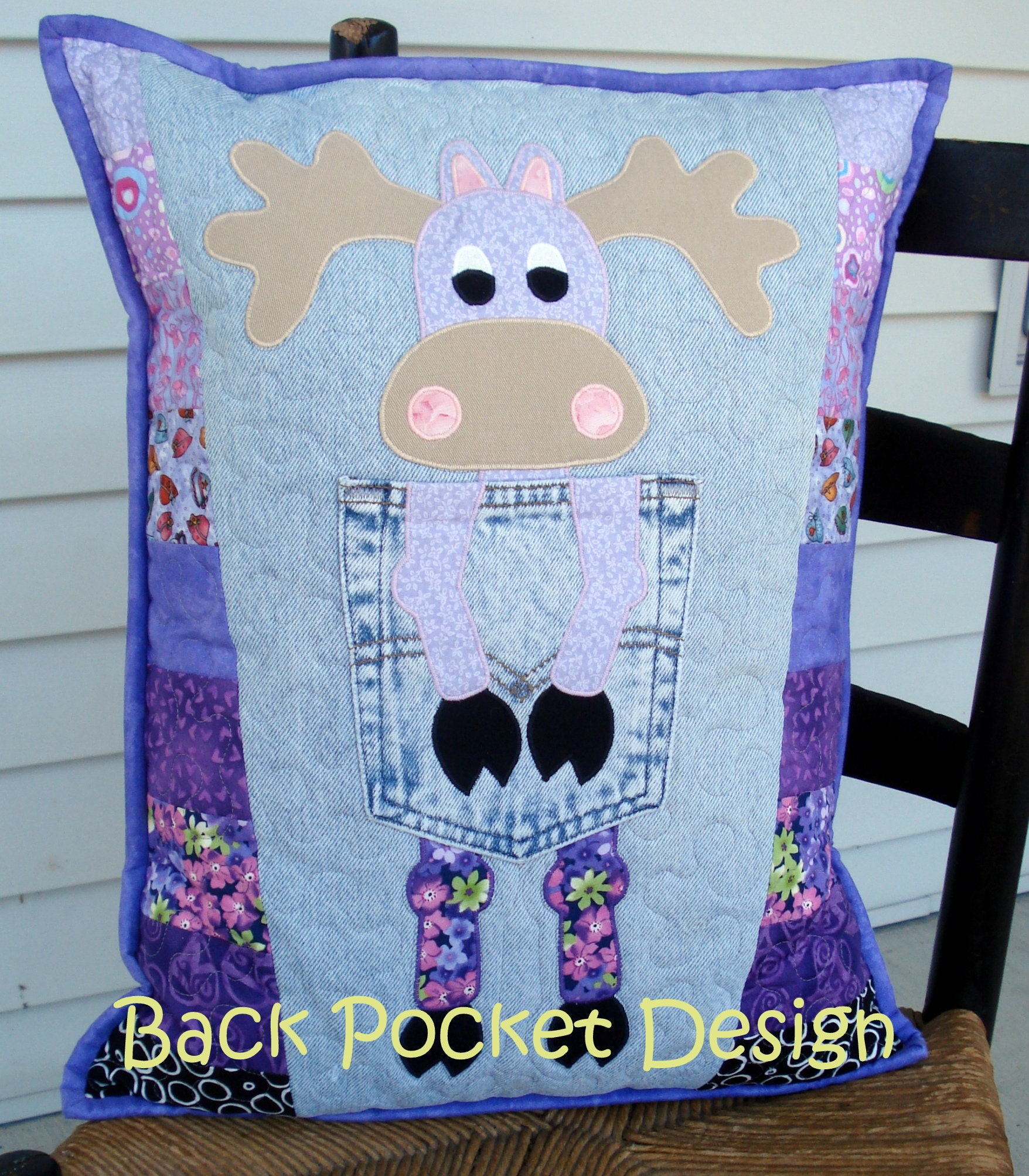Pattern for Northern Moose Quilted Pillow Made With Upcycled Recycled ...