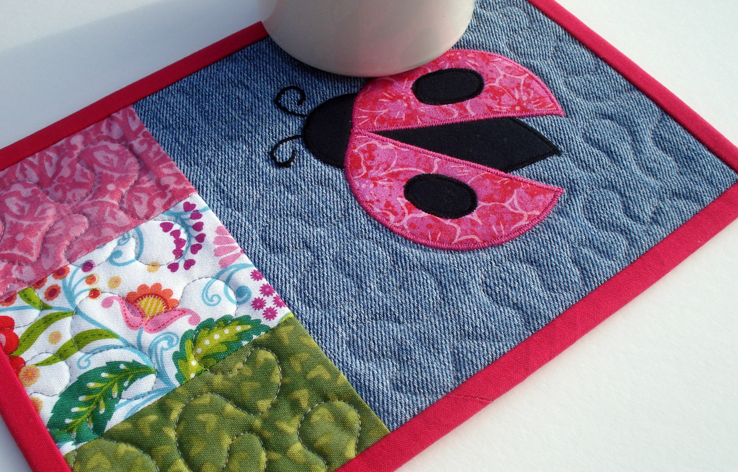Paper Pattern for Ladybug Quilted Mug Rug Snack Mat | Etsy